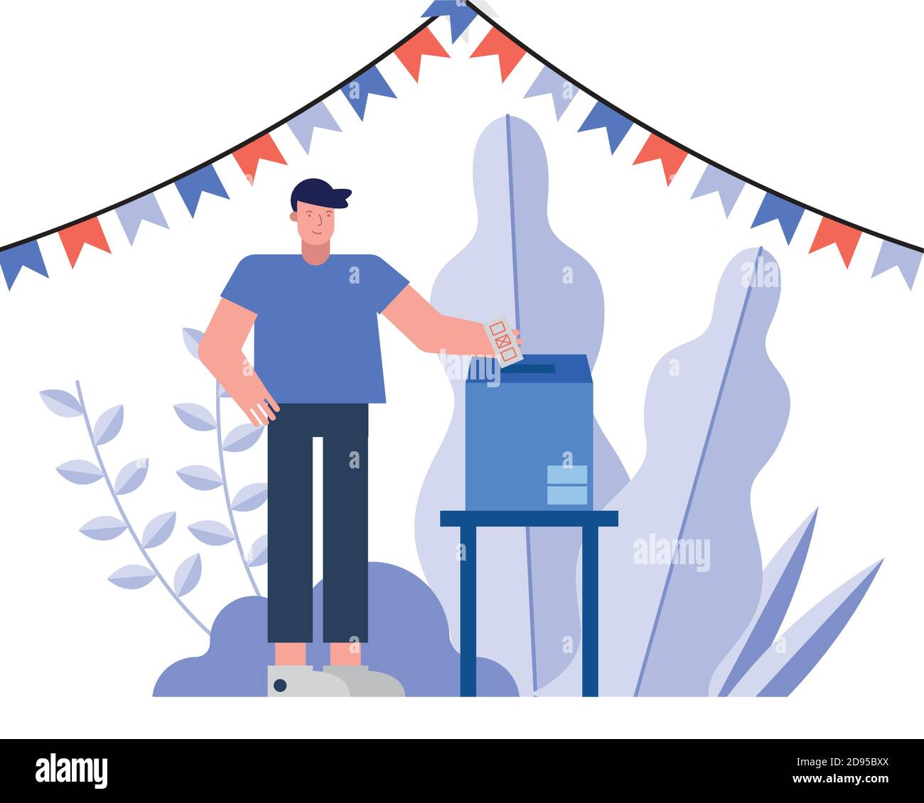male voter with voting box election day scene vector illustration ...