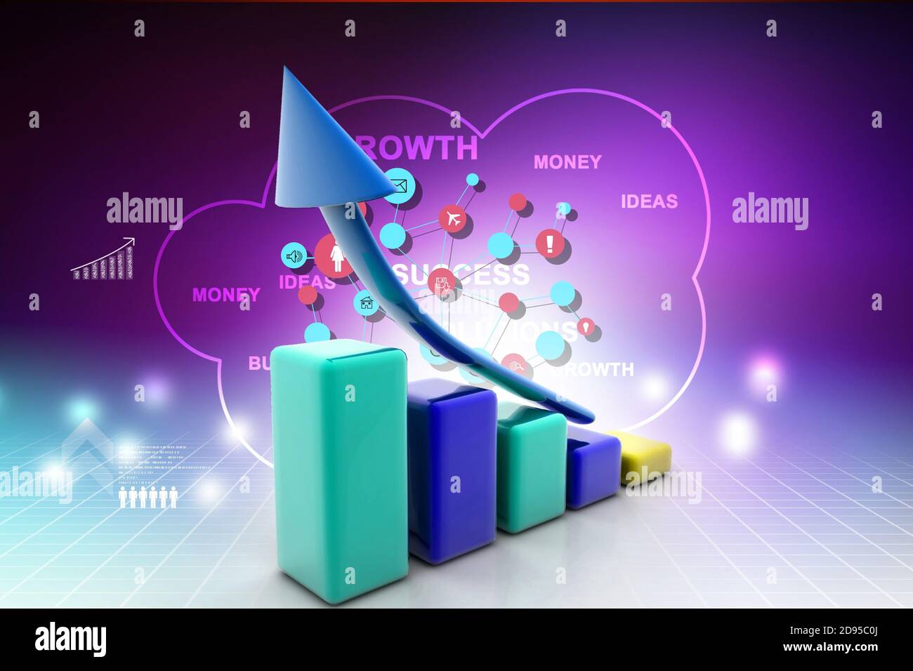 3d multi use business graph Stock Photo - Alamy