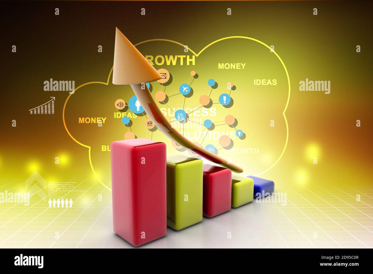 3d multi use business graph Stock Photo - Alamy