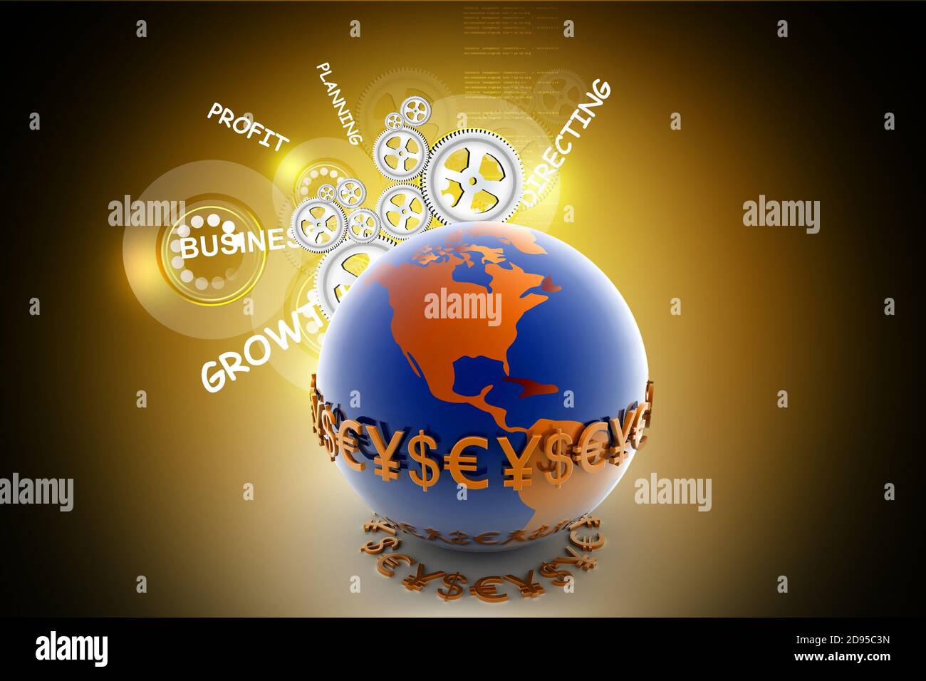 3d illustration of World and currency Stock Photo - Alamy