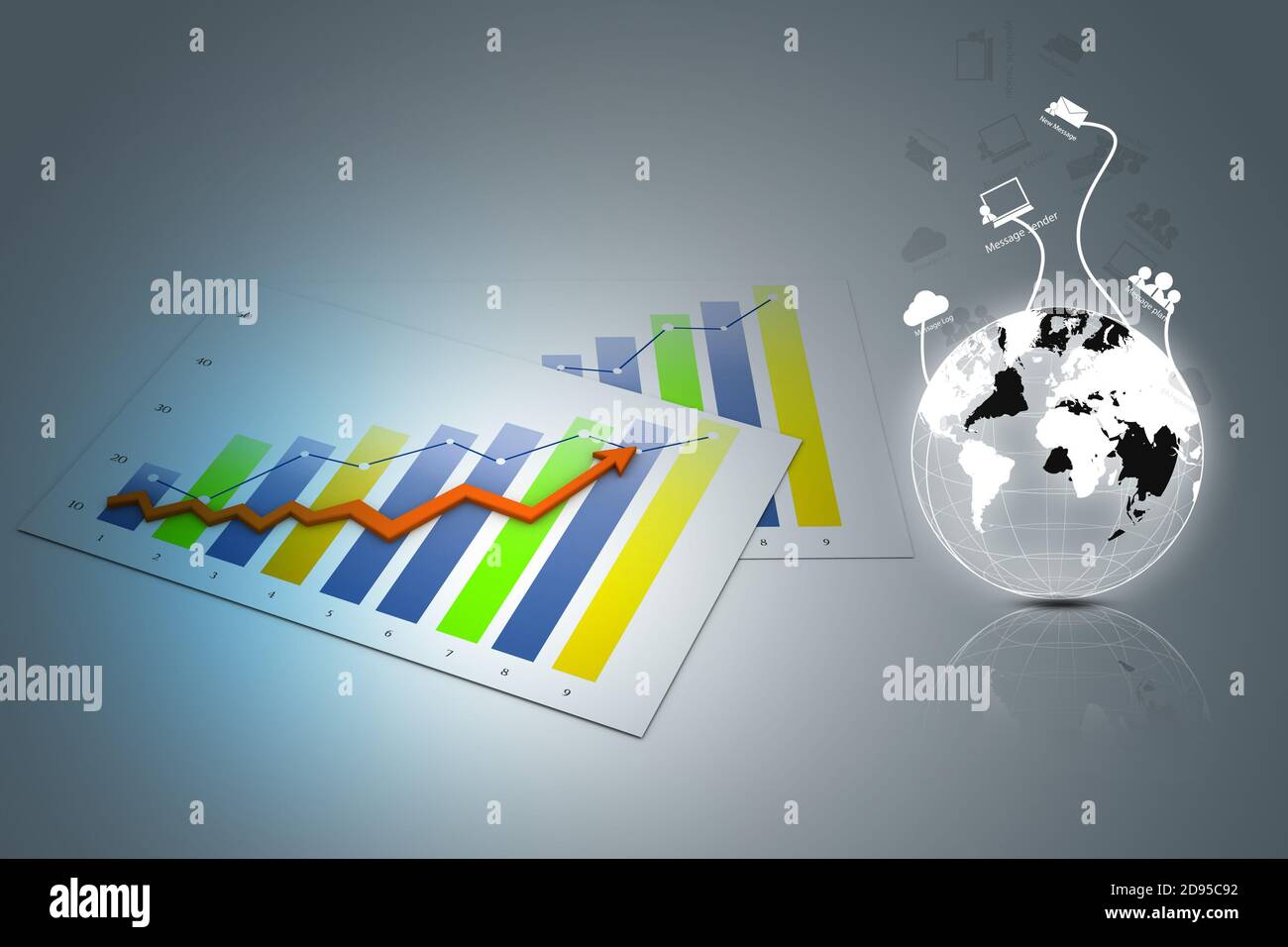 Business graph with report Stock Photo - Alamy