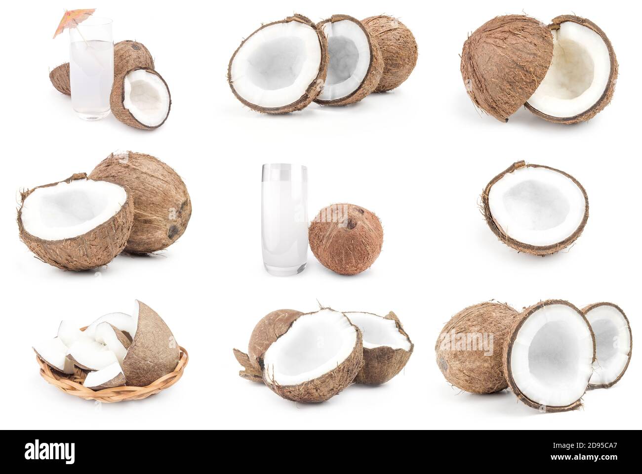Set of coconut isolated on a white background with clipping path Stock ...