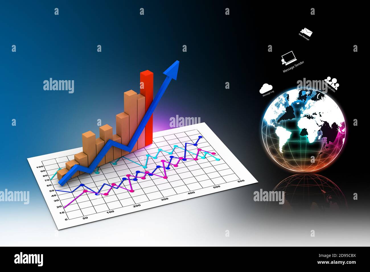 Business graph 3d Stock Photo - Alamy