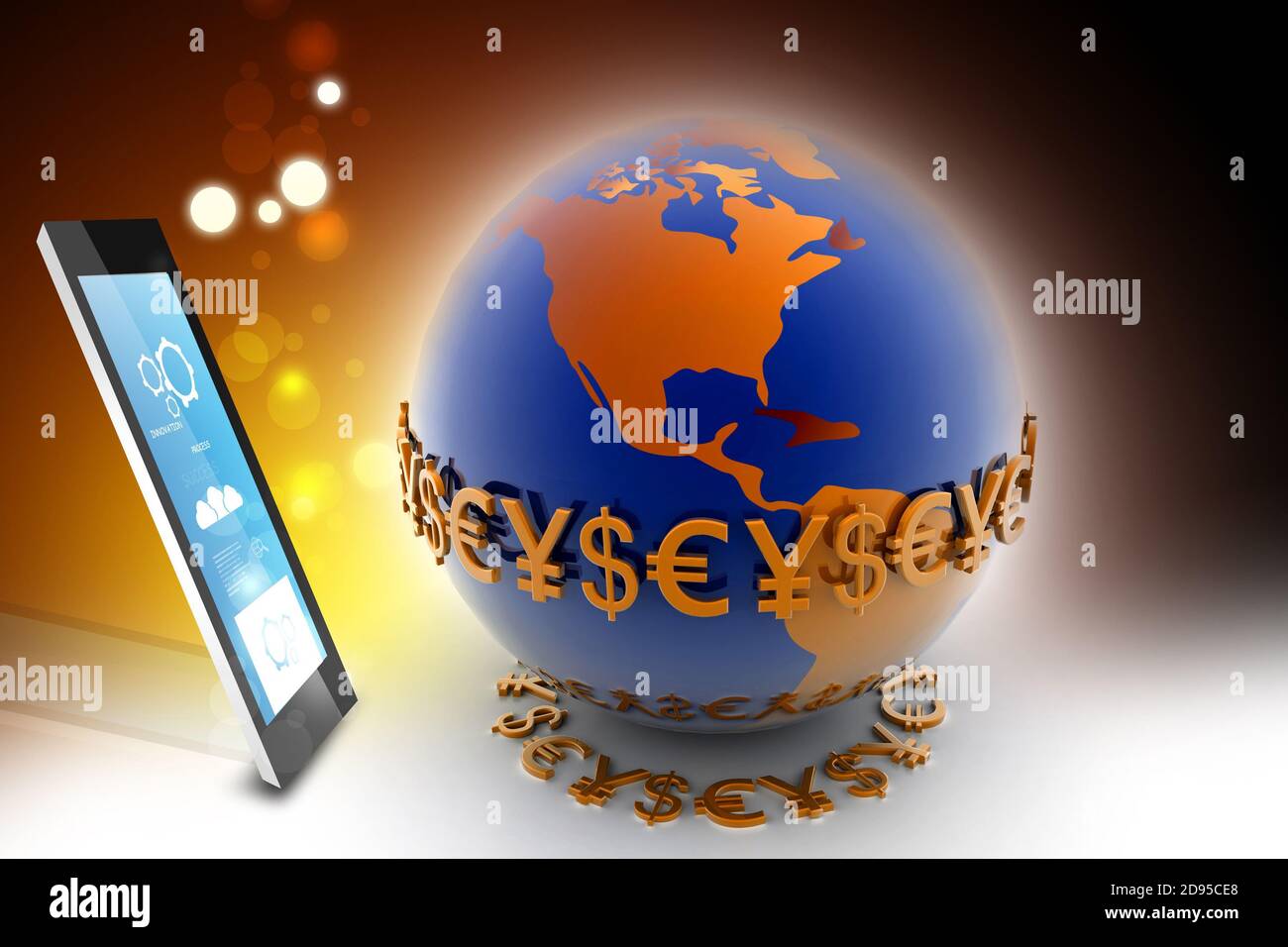 3d illustration of World and currency Stock Photo - Alamy
