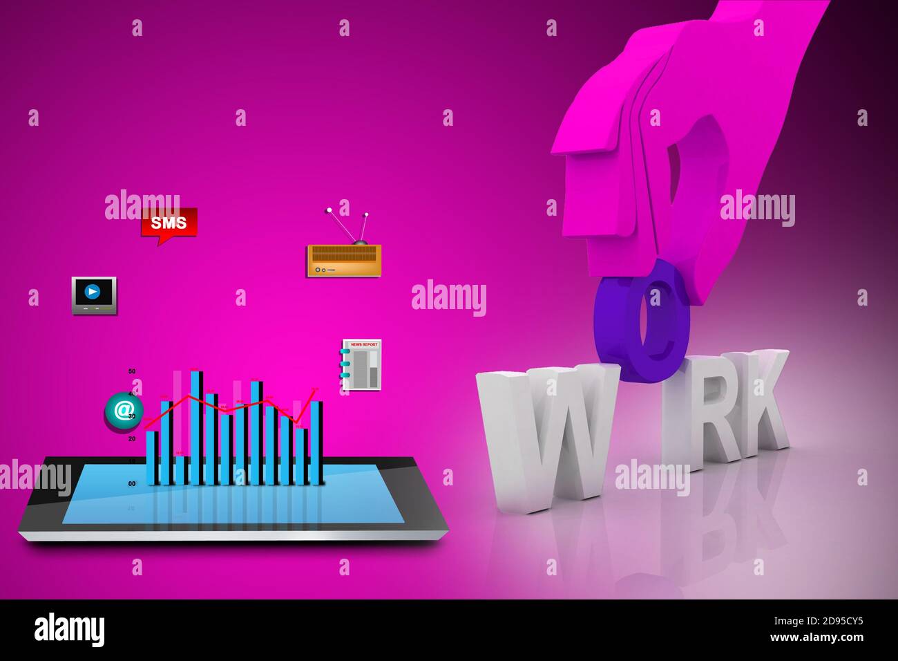 3d multi use work and hand Stock Photo - Alamy