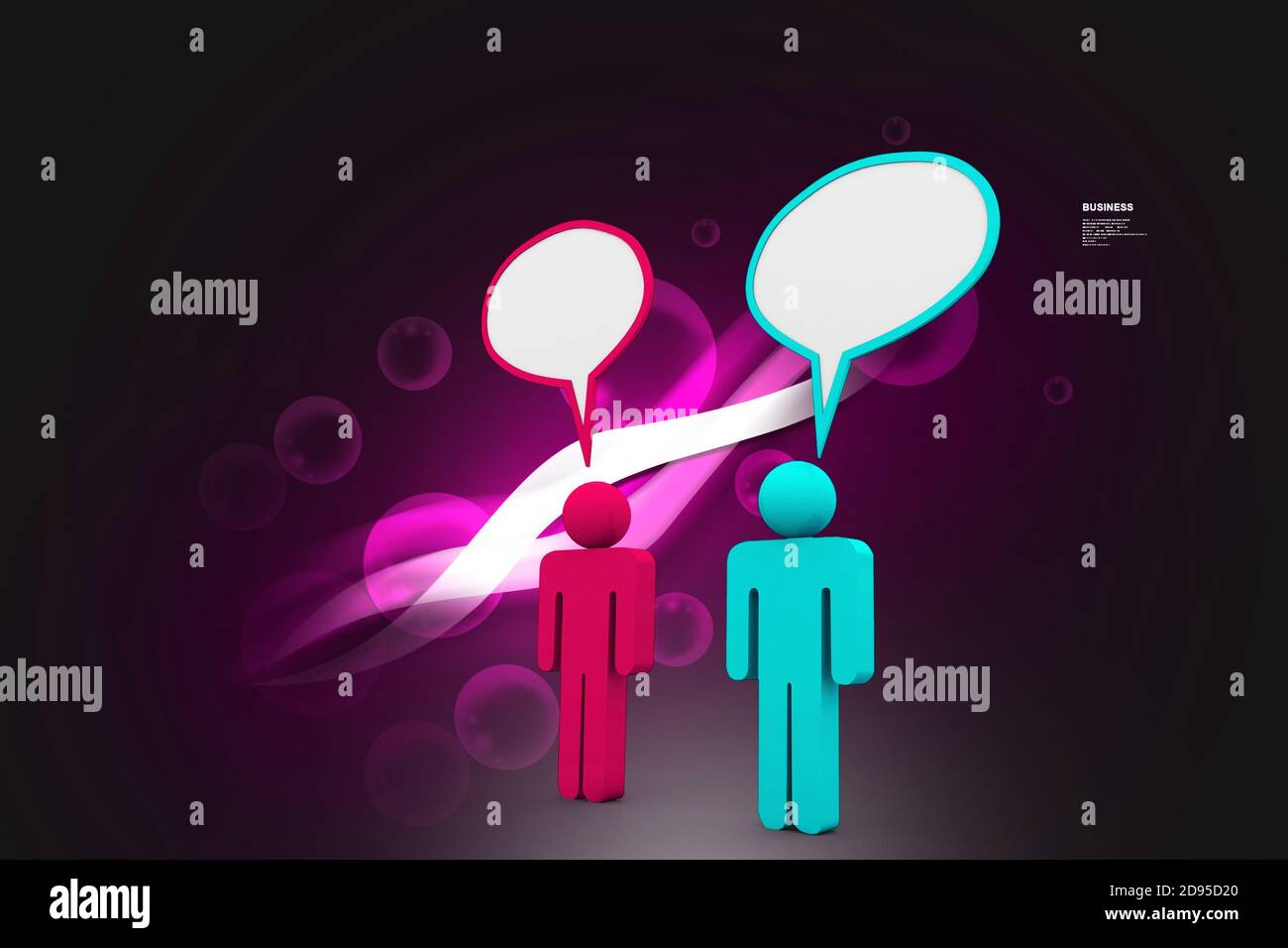 Two people talk in speech bubbles Stock Photo - Alamy