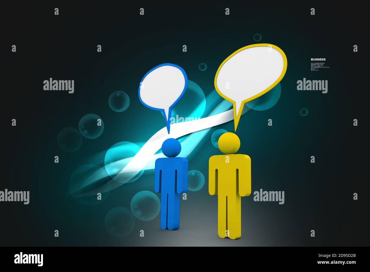 Two people talk in speech bubbles Stock Photo - Alamy