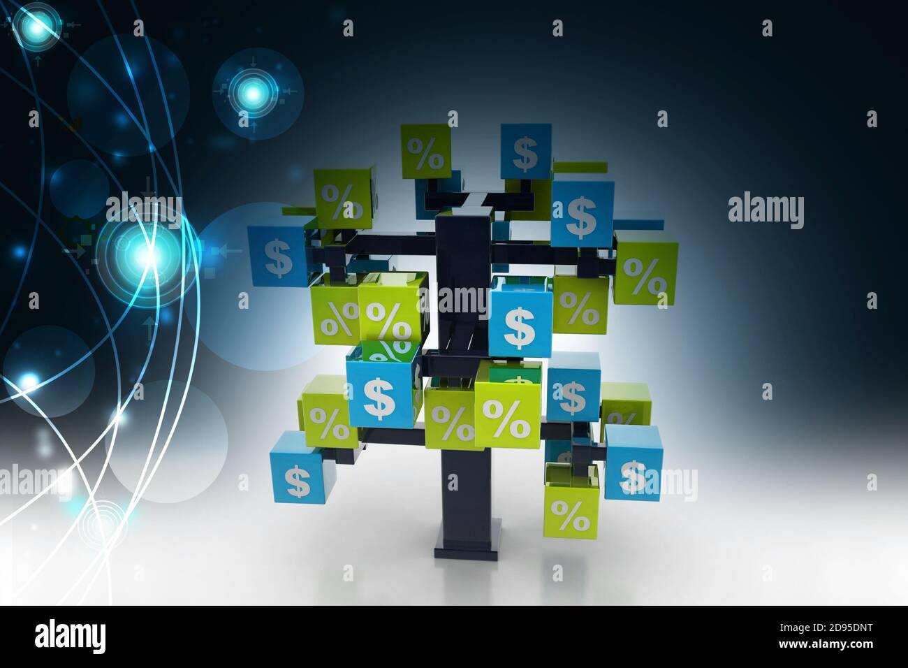 3d tree with percents and dollars Stock Photo - Alamy