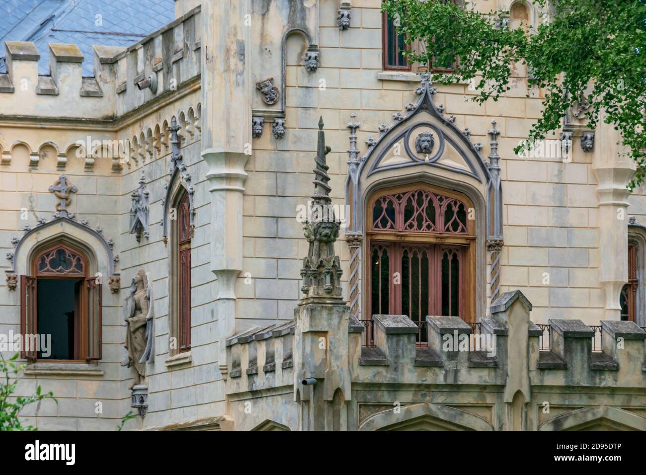 The facade of the Sturdza Castle from Miclauseni, Romania Stock Photo ...