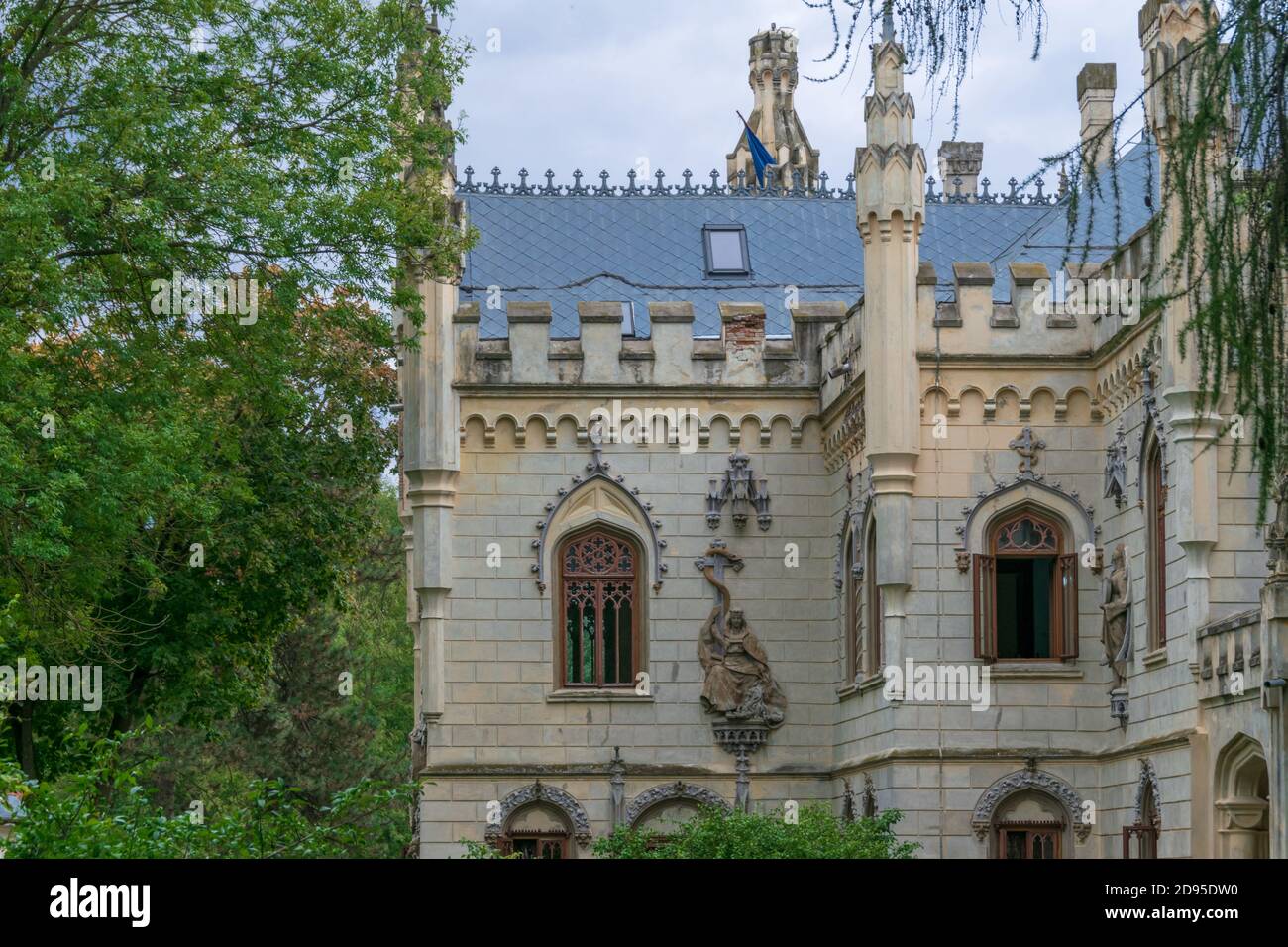The facade of the Sturdza Castle from Miclauseni, Romania Stock Photo ...