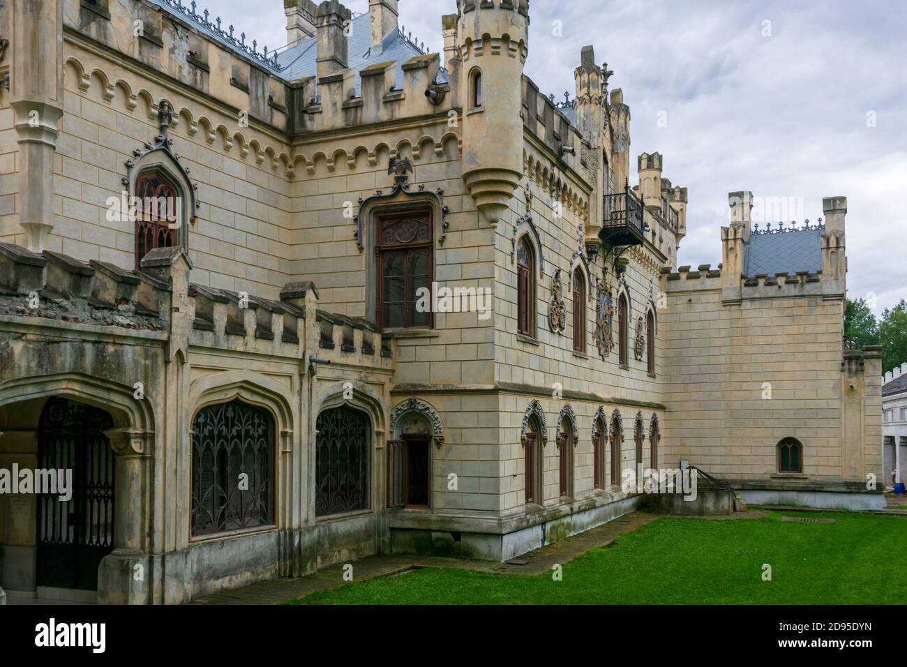 The lateral walls of Sturdza Castle, Miclauseni, Romania Stock Photo ...