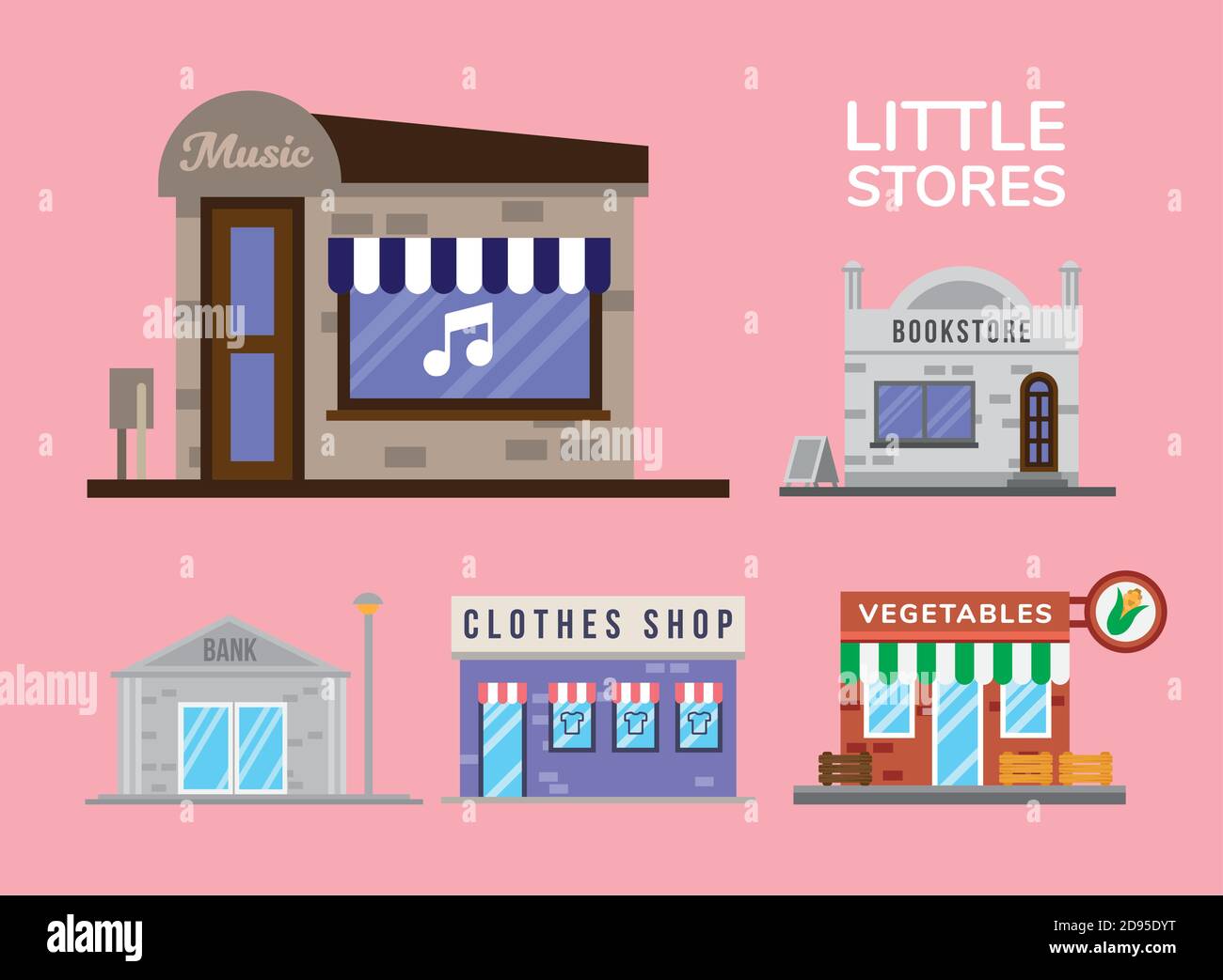 group of little stores facades vector illustration design Stock Vector ...