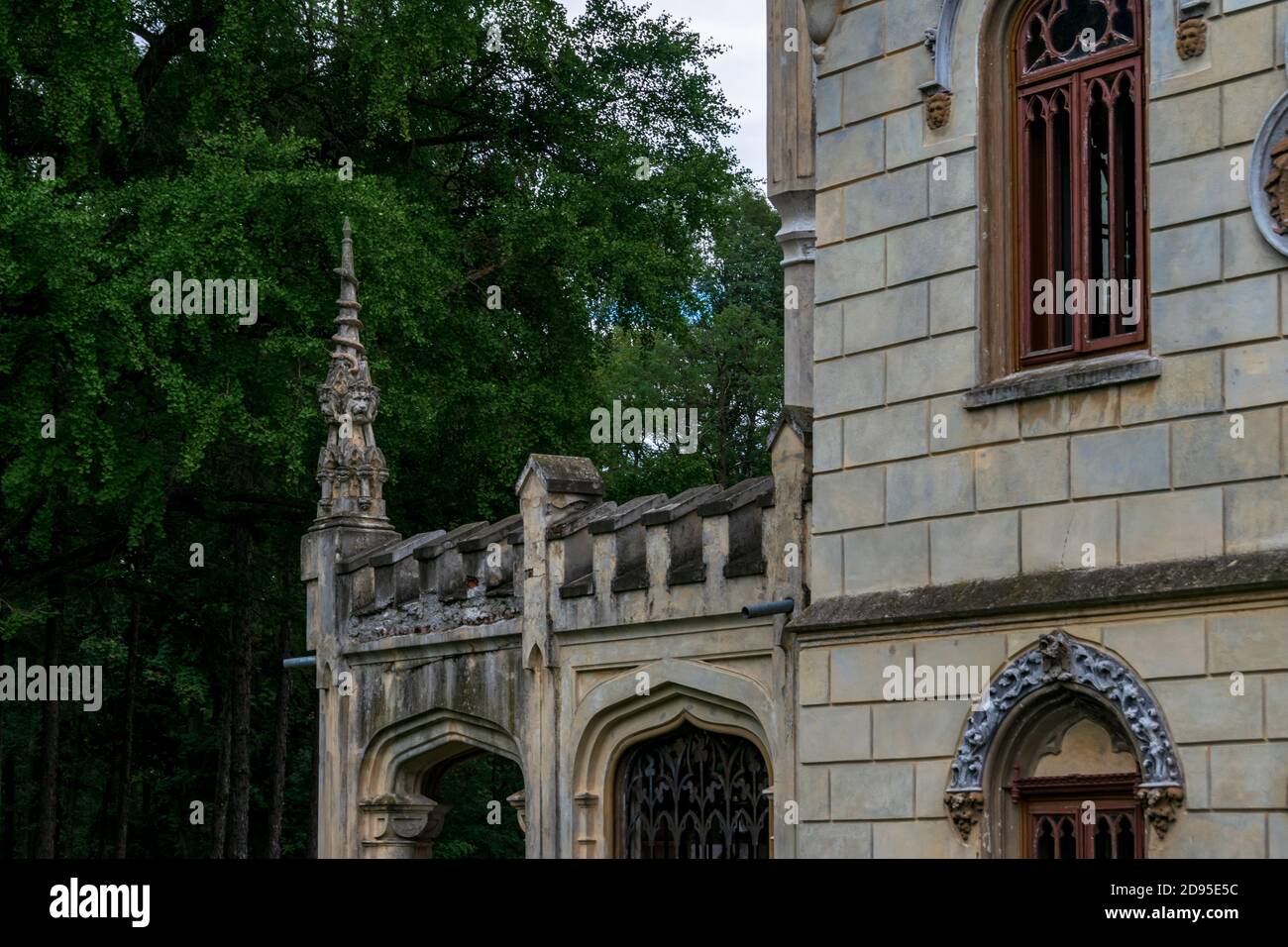 The lateral walls of Sturdza Castle, Miclauseni, Romania Stock Photo ...