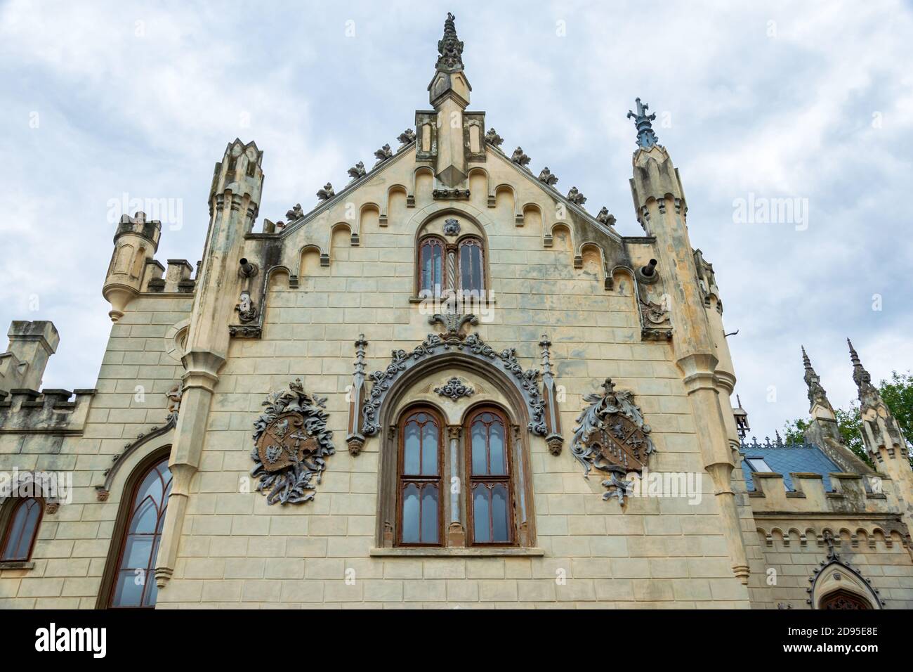 The facade of the Sturdza Castle from Miclauseni, Romania Stock Photo ...