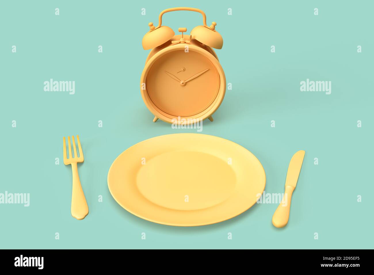 Composition with alarm clock, plate and utensils Stock Photo - Alamy Composition with alarm clock, plate and utensils Stock Photo - Alamy