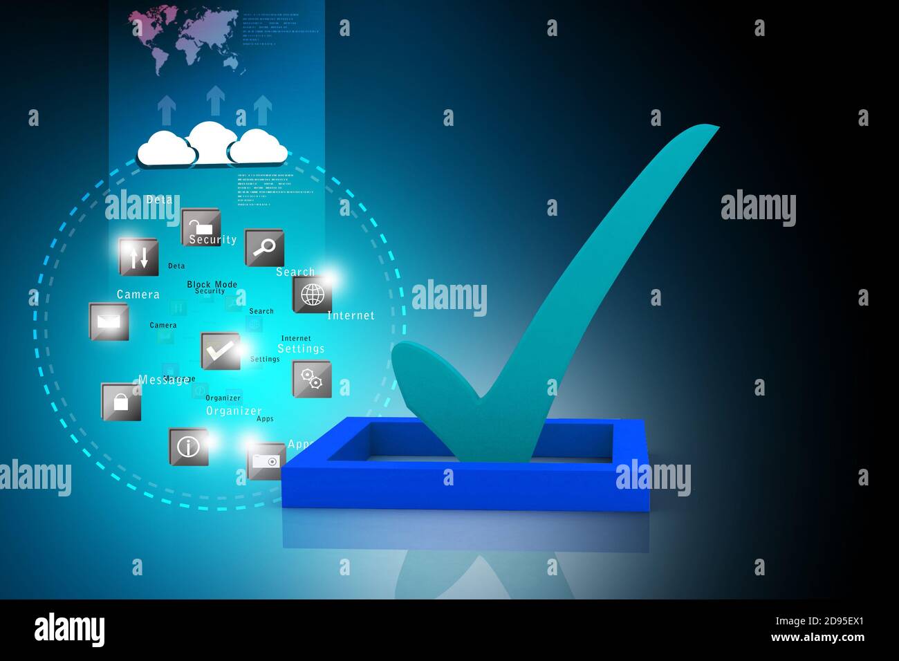 3d multi use check box with check Stock Photo - Alamy