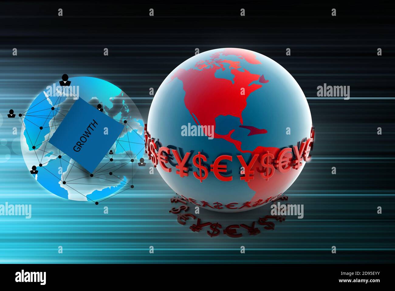 3d illustration of World and currency Stock Photo - Alamy