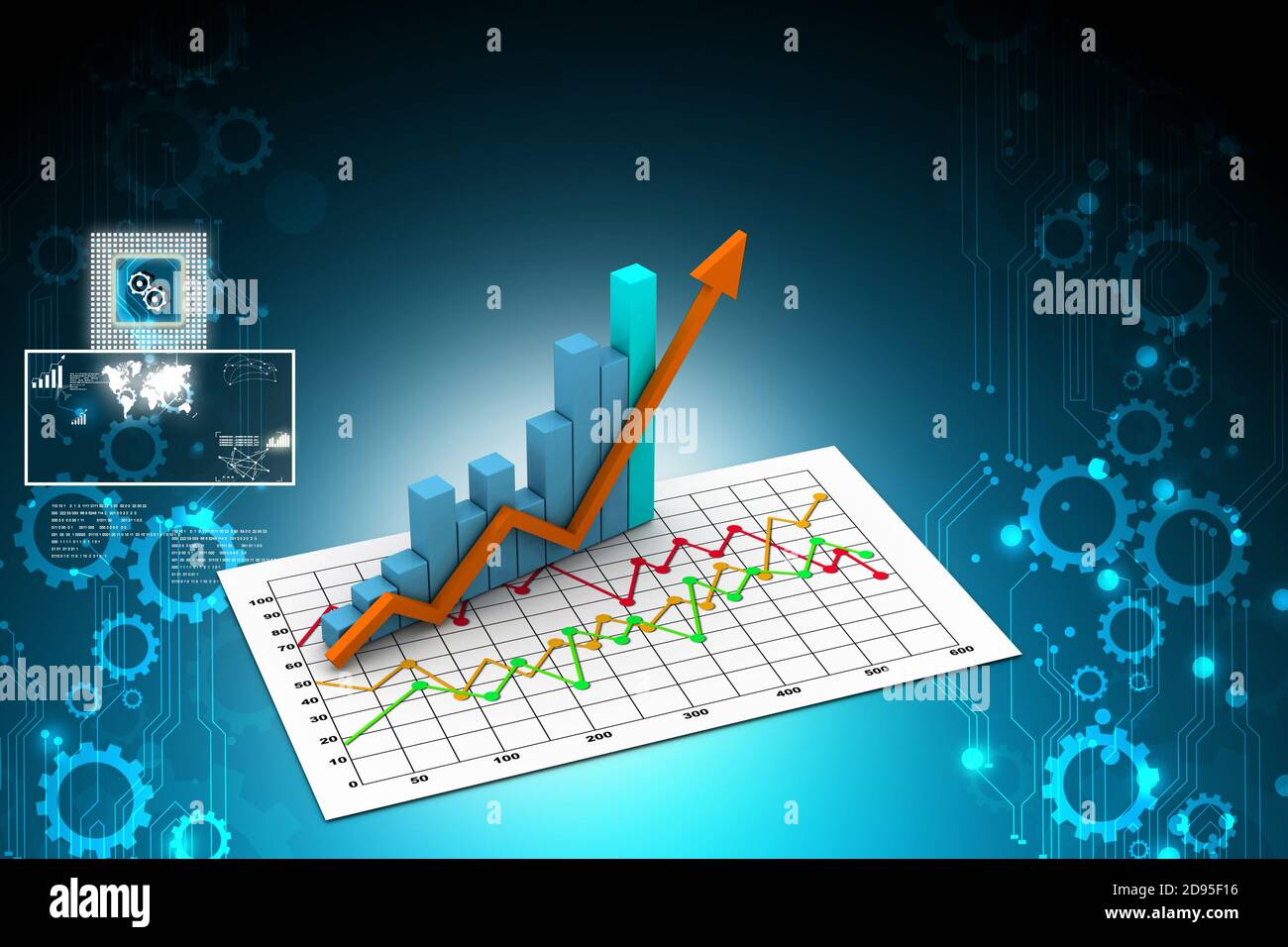 Business graph 3d Stock Photo - Alamy