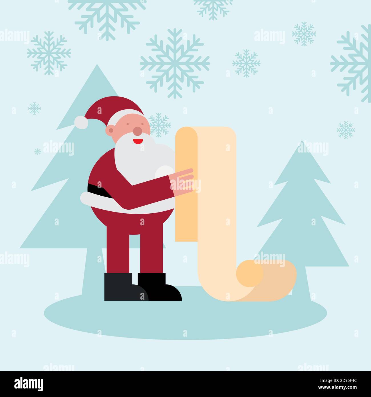 santa claus reading gift list christmas character vector illustration ...