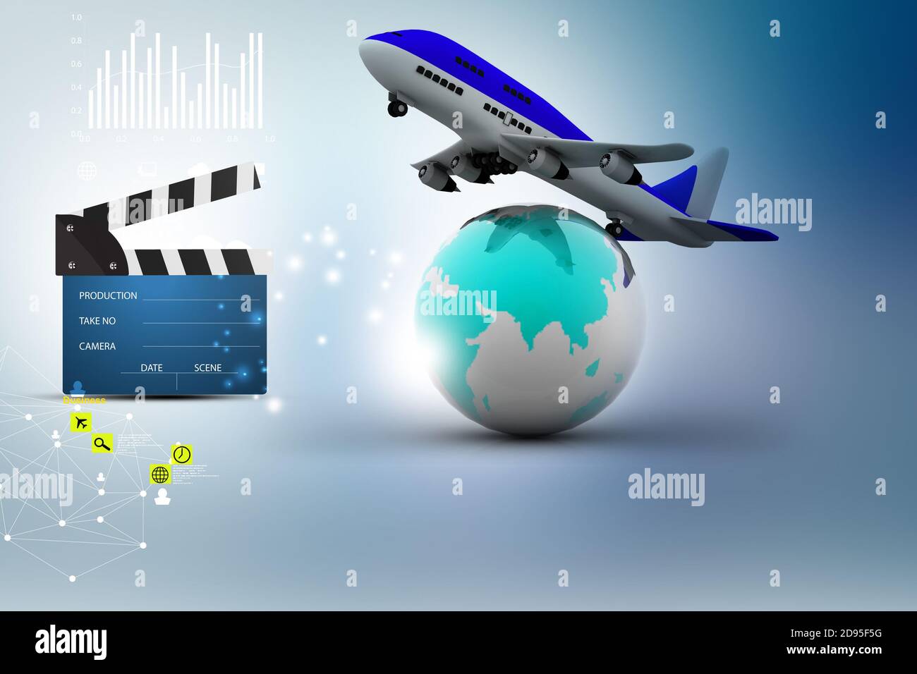 3d Air line over globe Stock Photo - Alamy