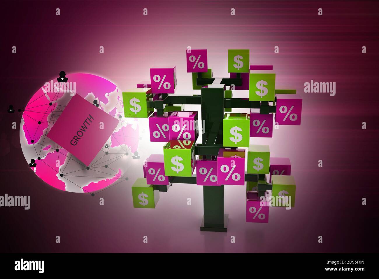 3d tree with percents and dollars Stock Photo - Alamy