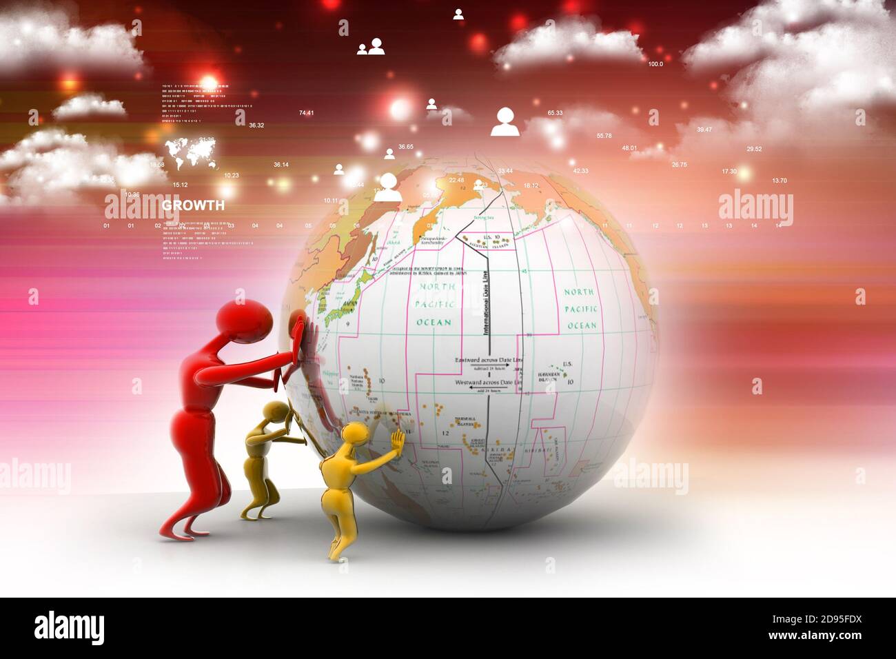The strong persons push earth. Teamwork Business concept Stock Photo ...