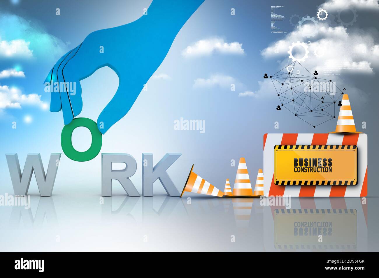 3d multi use work and hand Stock Photo - Alamy