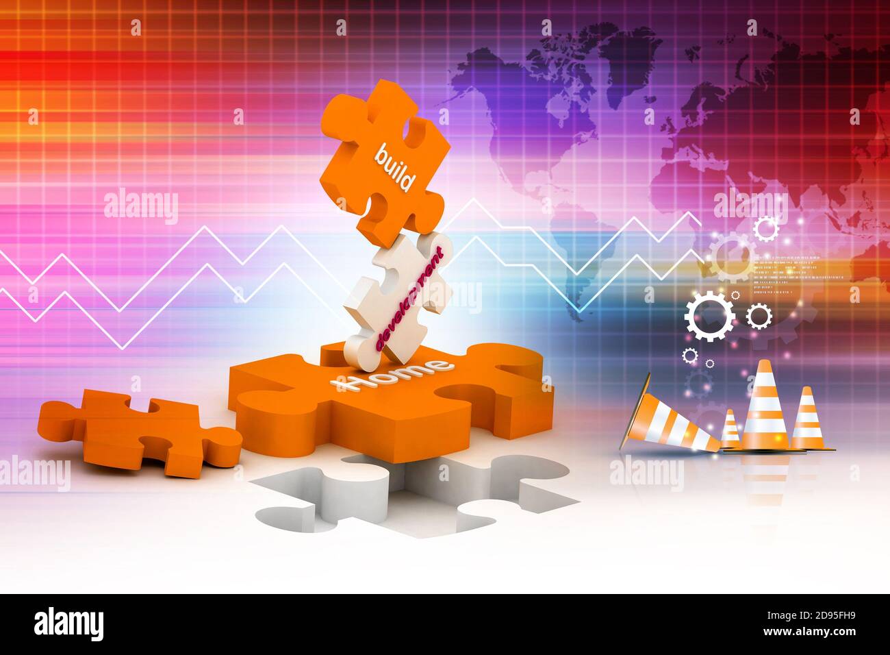 3d multi use construction puzzles Stock Photo - Alamy