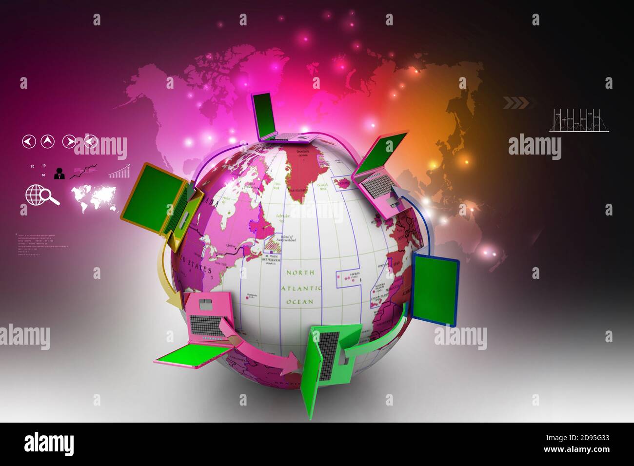 Computer network around the world Stock Photo - Alamy