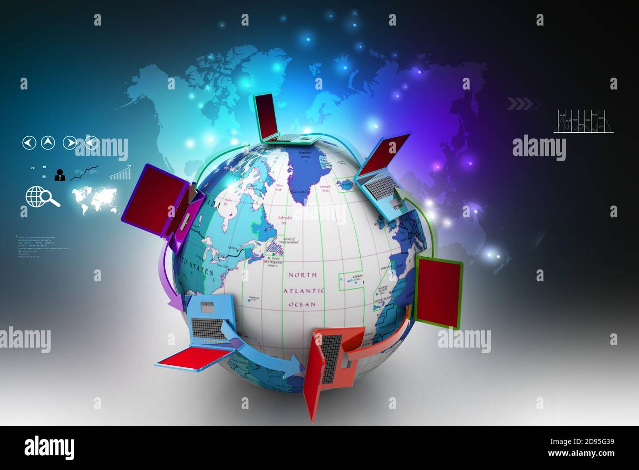 Computer network around the world Stock Photo - Alamy