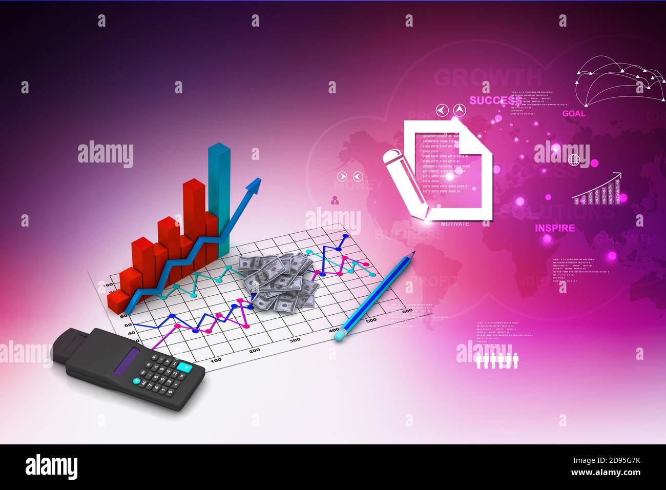 Financial graph with money Stock Photo - Alamy