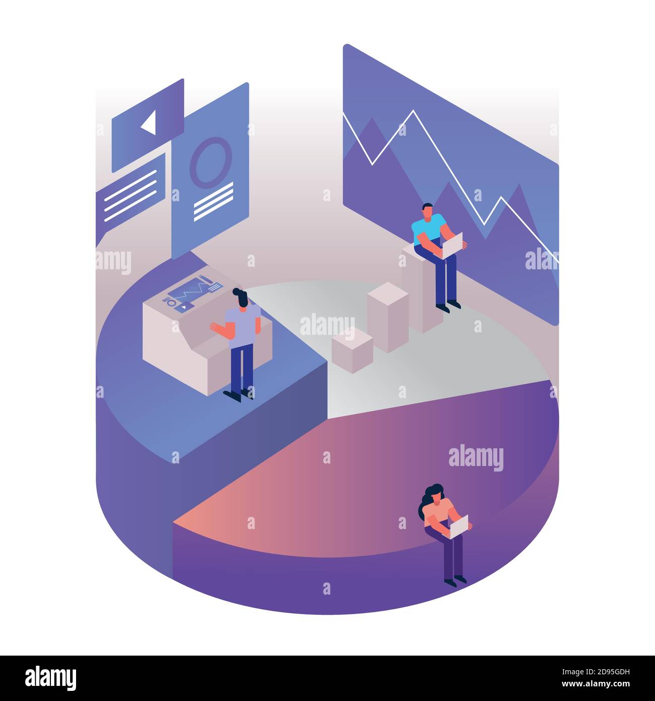 people and charts in statistics pie graphic vector illustration design ...