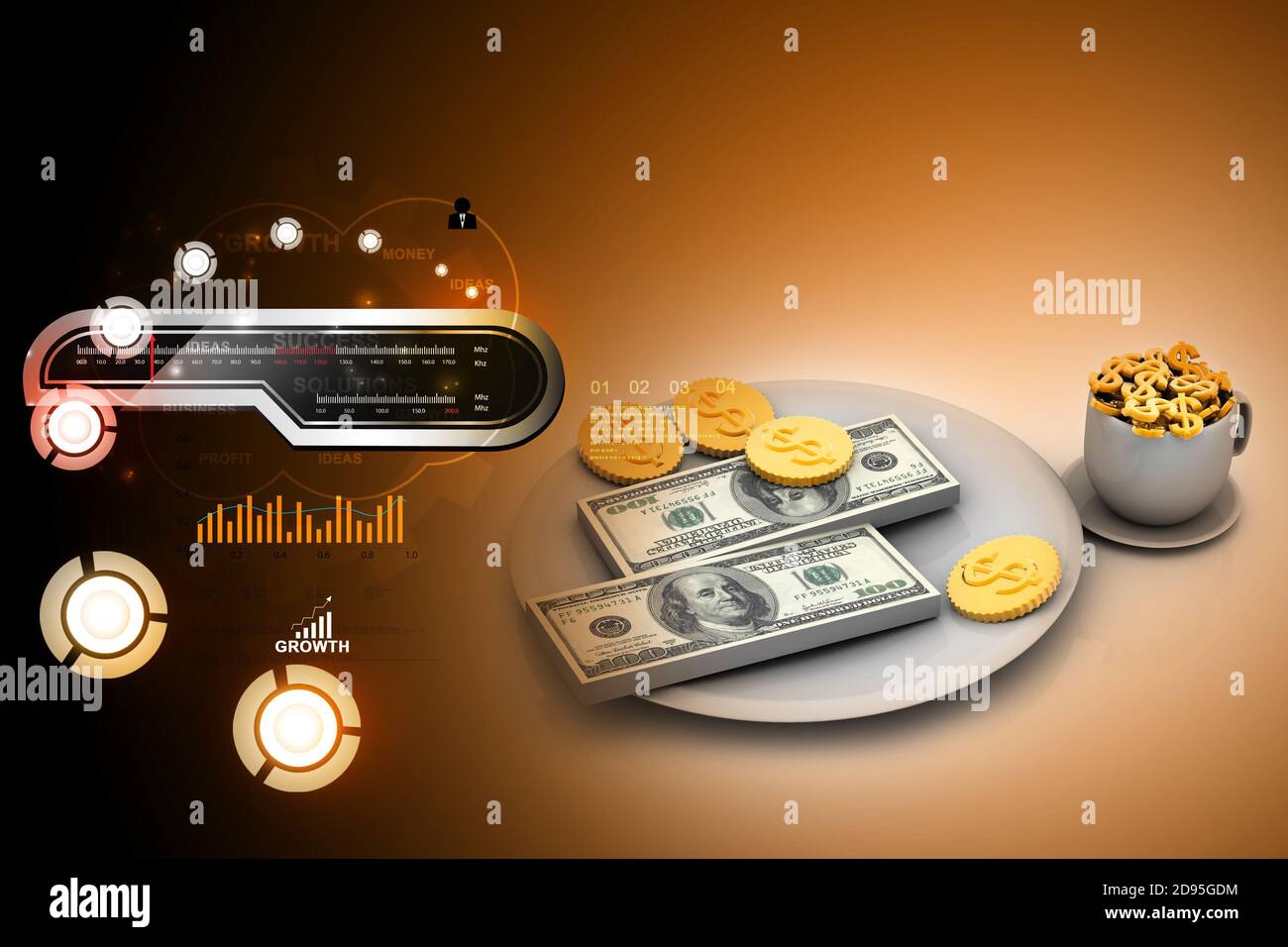 Dinner service with dollar. Financial concept on plate Stock Photo - Alamy