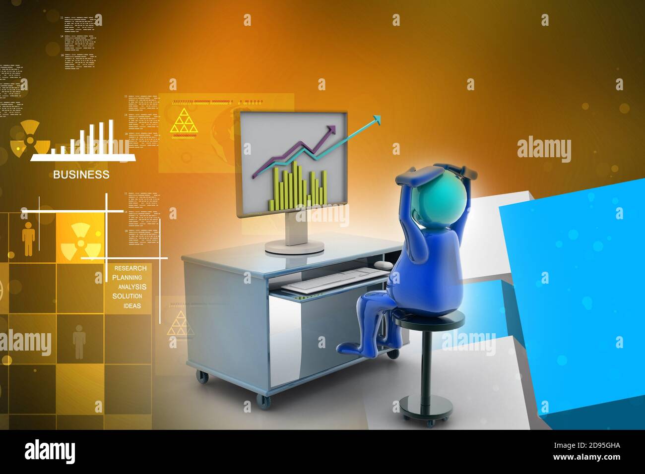 Business graph on the monitor. New business growth concept Stock Photo ...