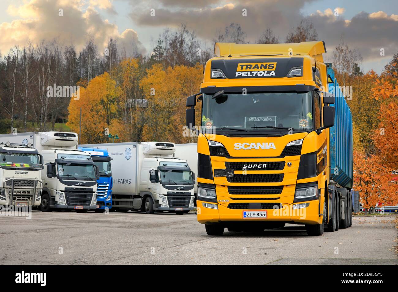 Next Generation Scania R500 truck of TransPeltola Oy in front of Bruhn ...