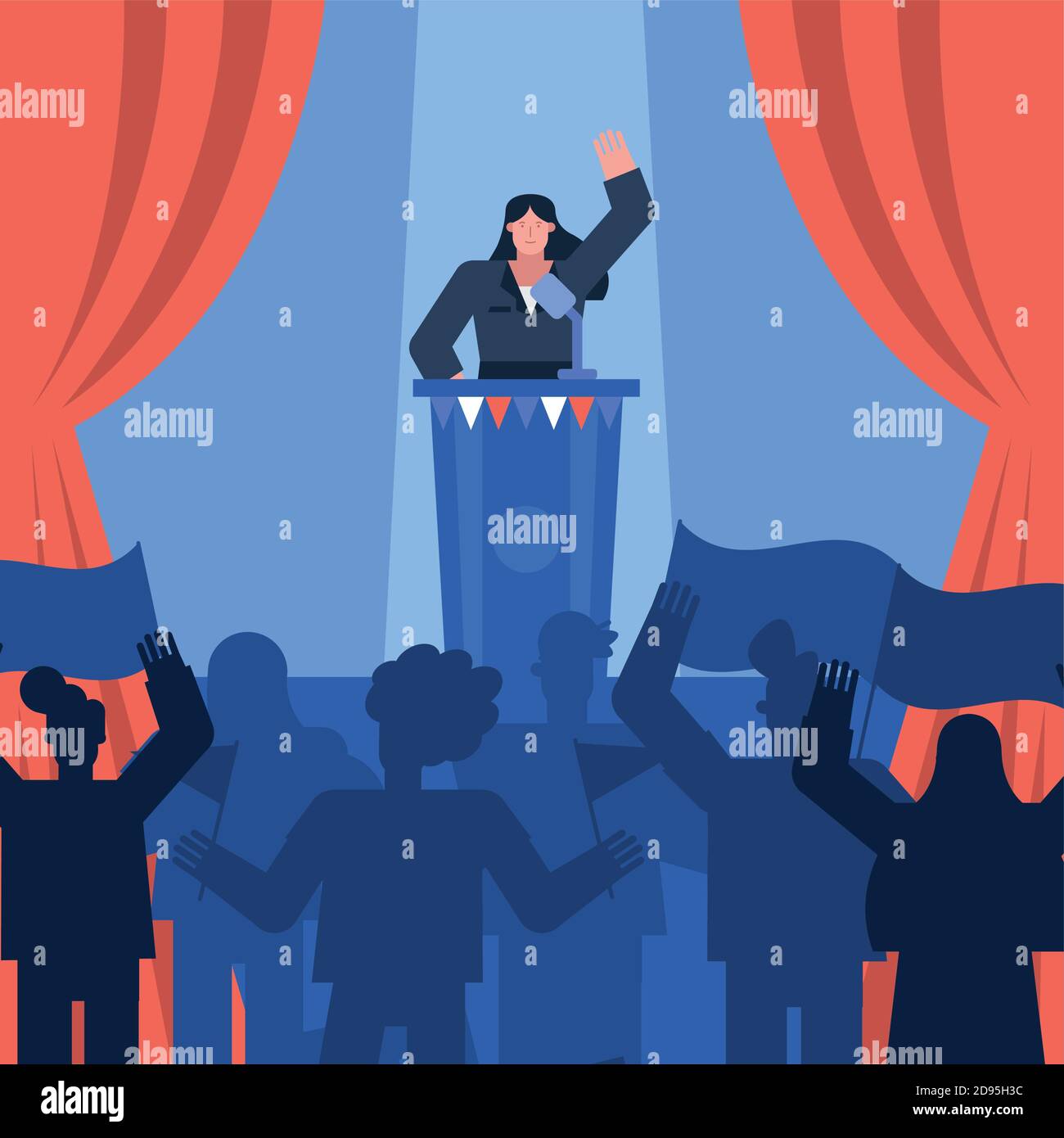 female candidate giving speech election day vector illustration design ...