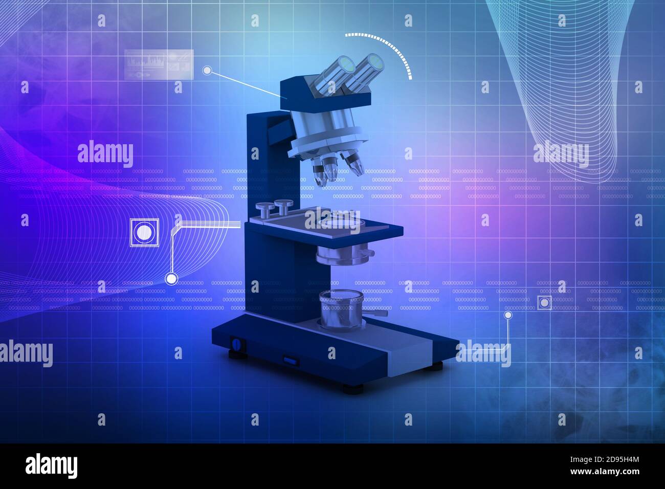 3d Microscope on a color background Stock Photo - Alamy