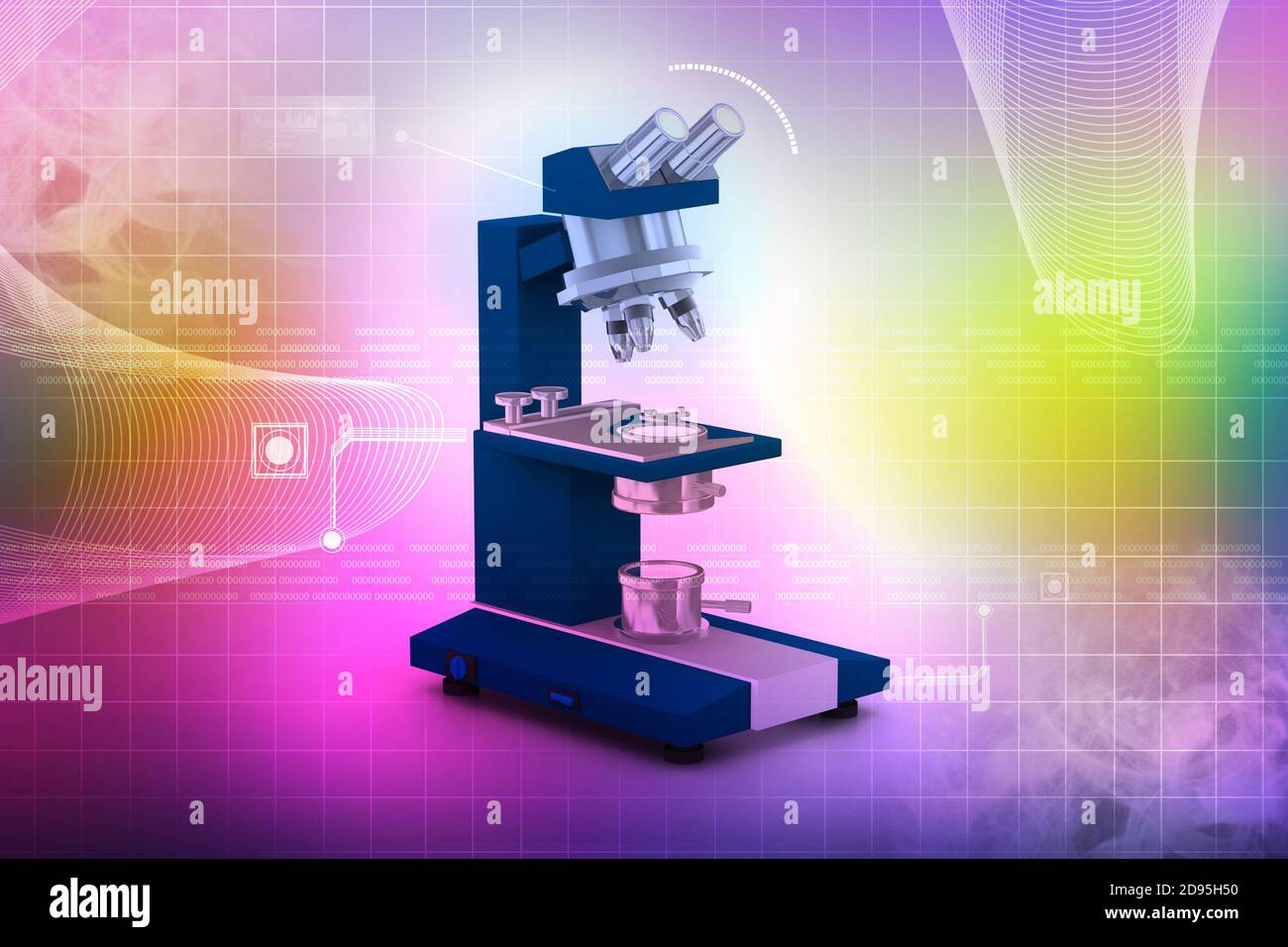 3d Microscope on a color background Stock Photo - Alamy