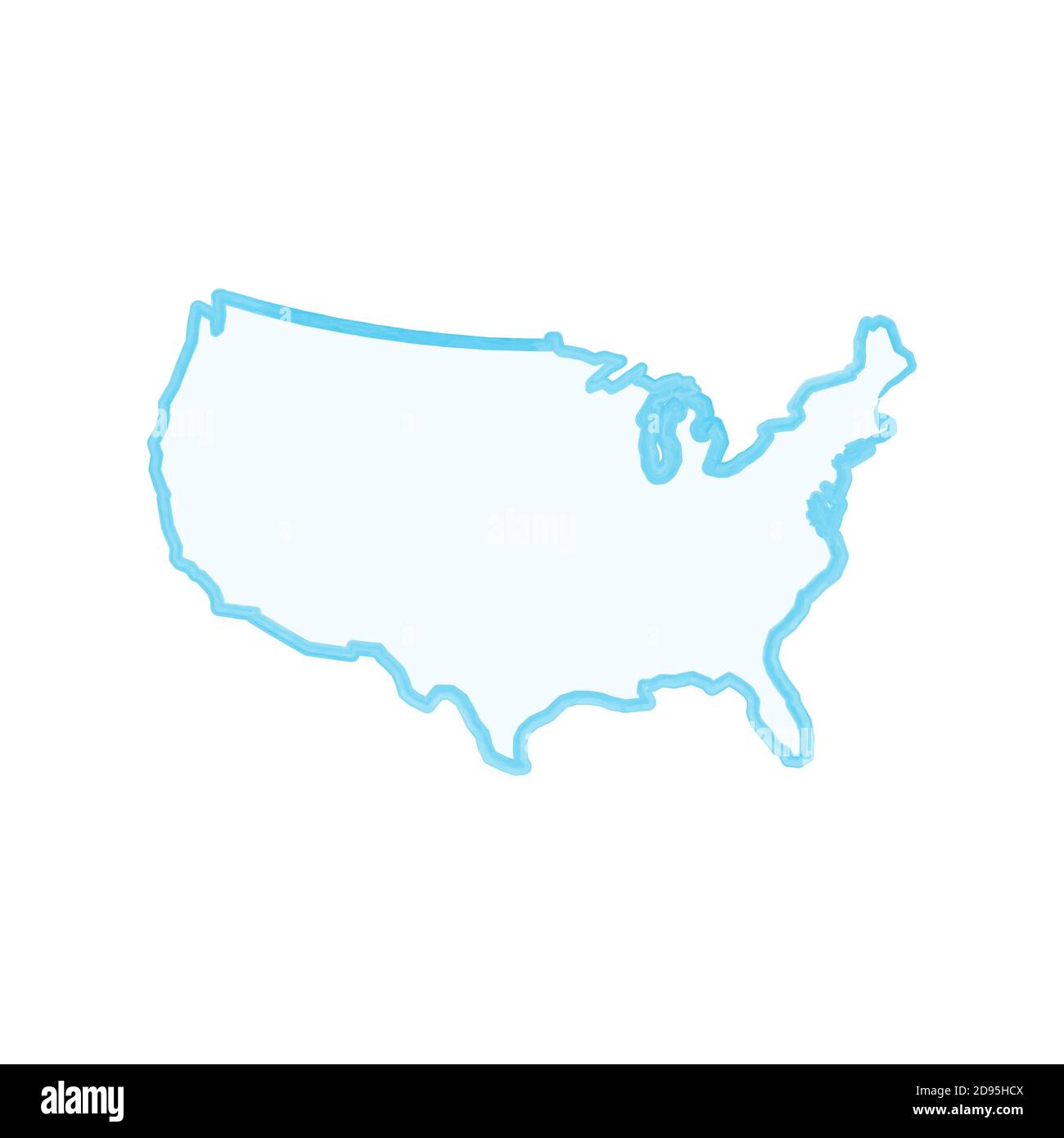 Hand drawn linear sketch of the USA cartography map. USA map contour ...