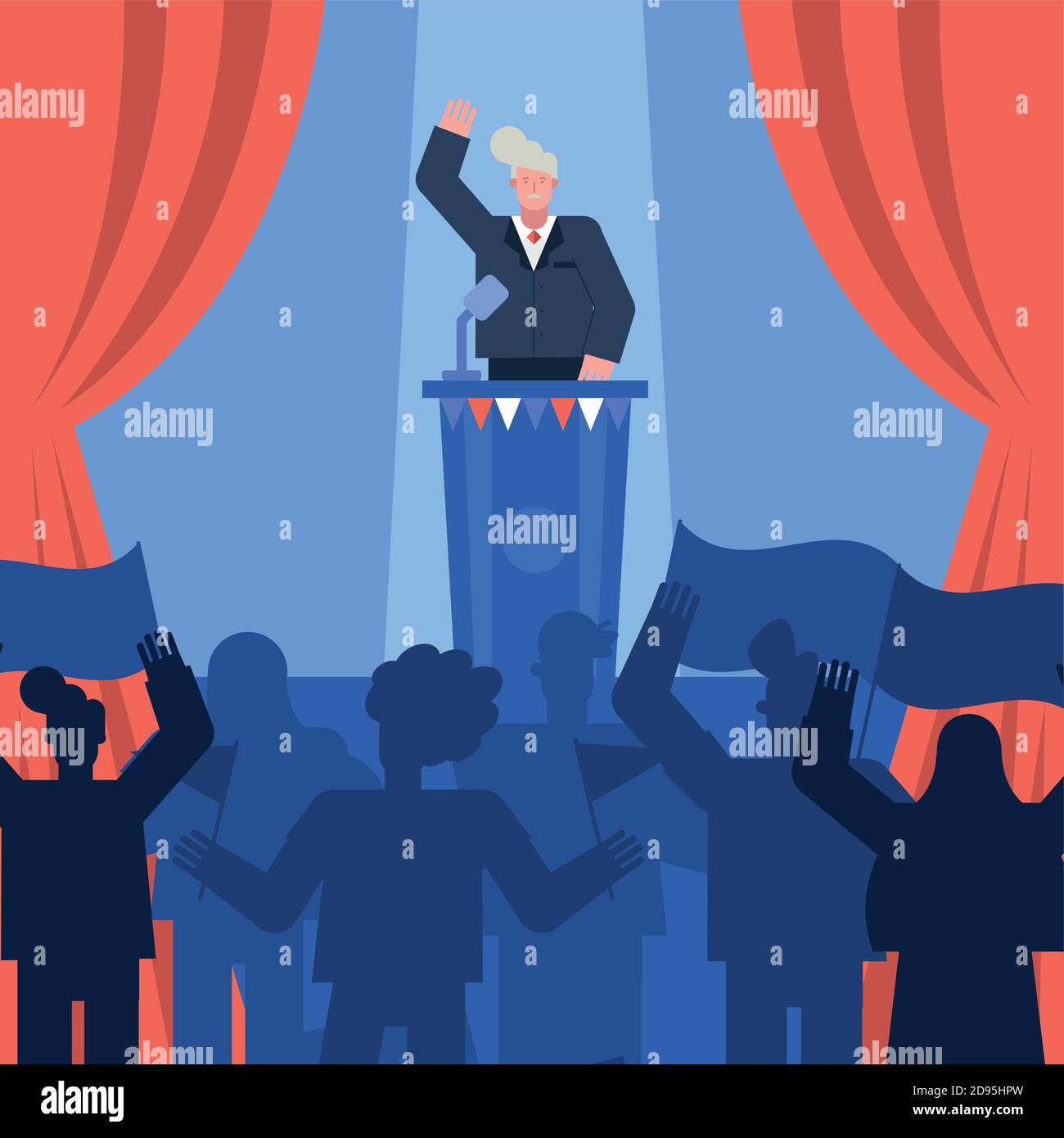 male candidate giving speech election day vector illustration design ...