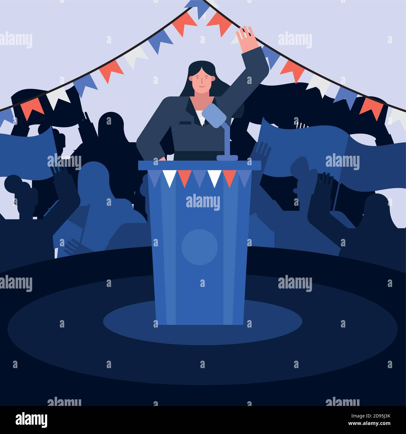 female candidate giving speech election day vector illustration design ...