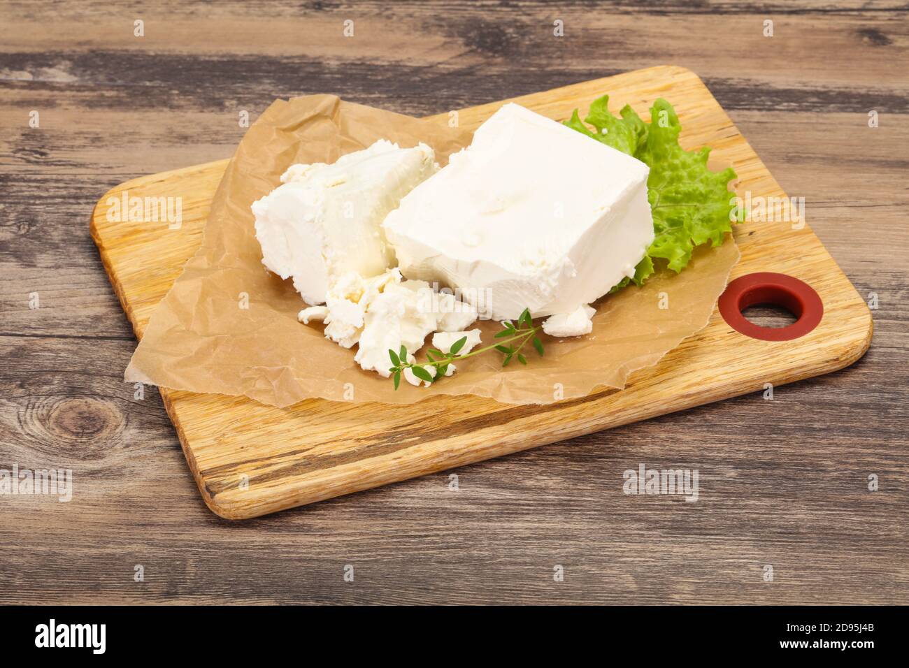 Greek traditional Feta soft cheese in the plate Stock Photo - Alamy