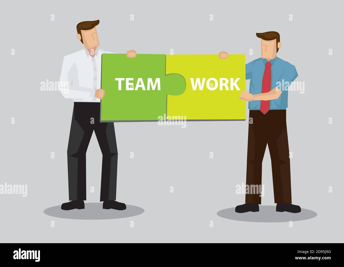 Cartoon business worker characters holding jigsaw puzzle pieces ...