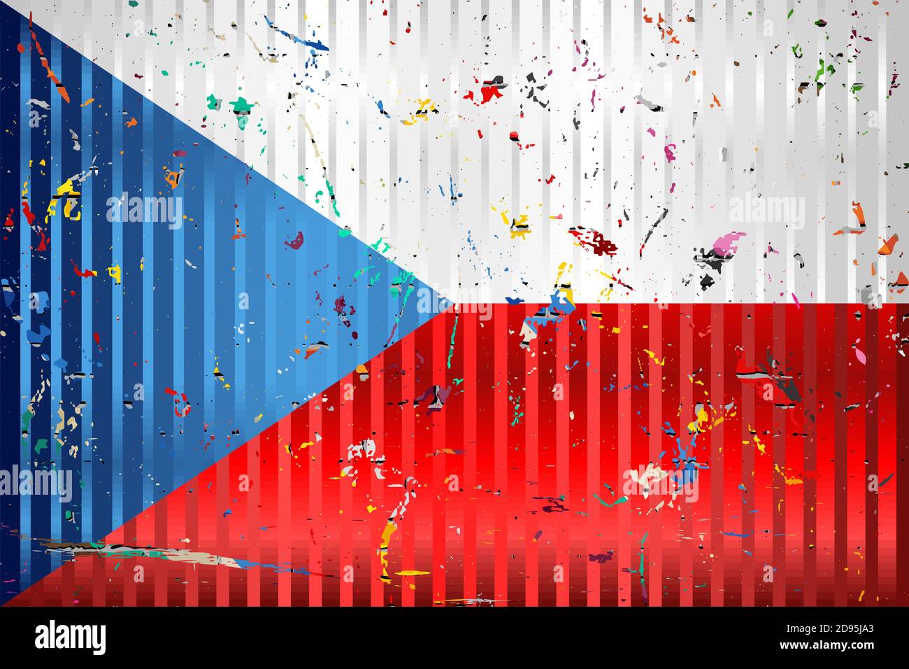Czech Republic flag with color stains - Illustration, Three dimensional ...
