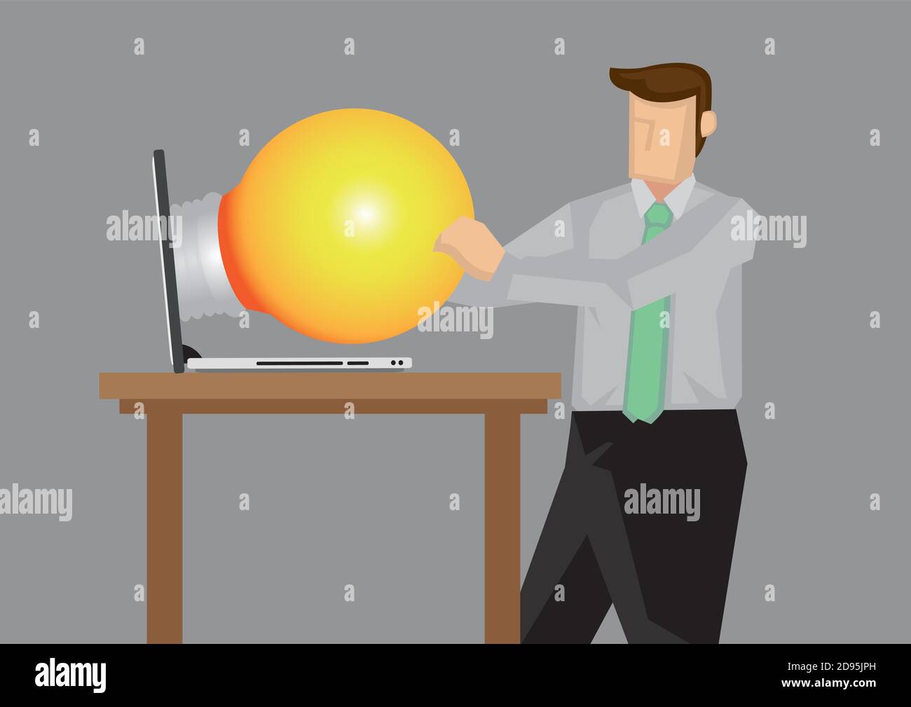 Business professional getting a big light bulb, representation of ...