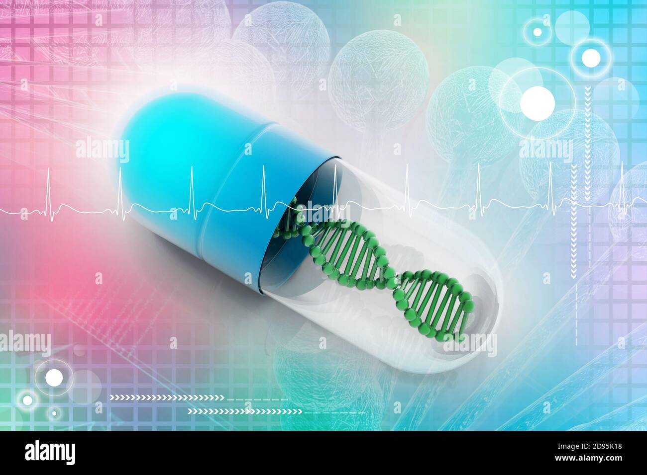 3d illustration of Dna inside the capsule Stock Photo - Alamy
