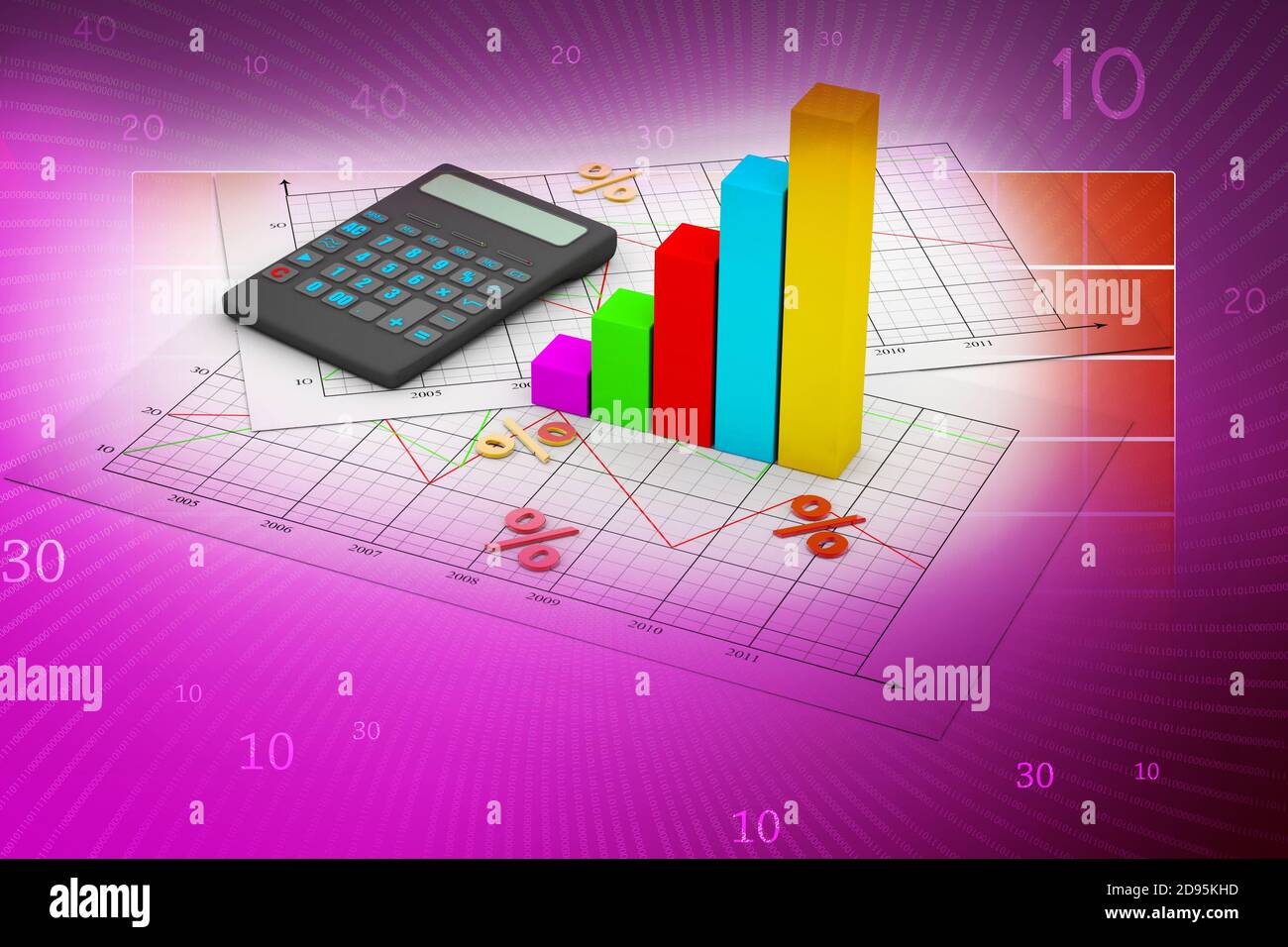 Business chart with calculator Stock Photo - Alamy