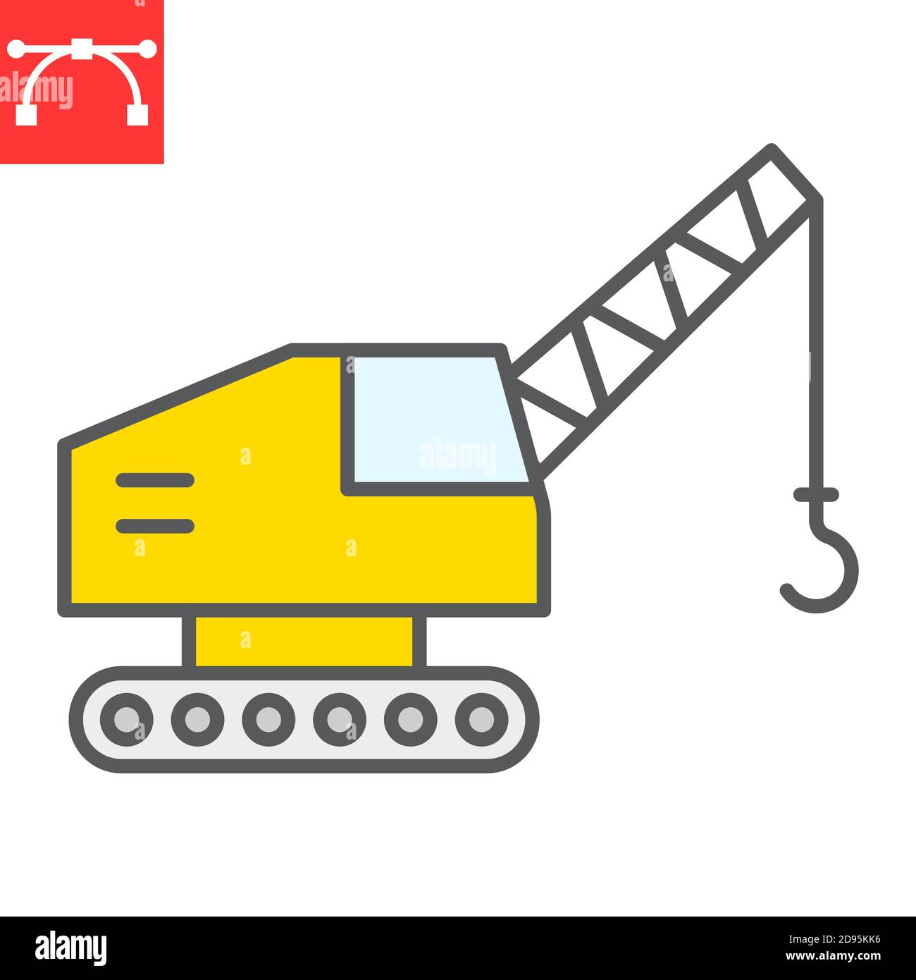 Mobile crane color line icon, construction and vehicle, crane sign ...