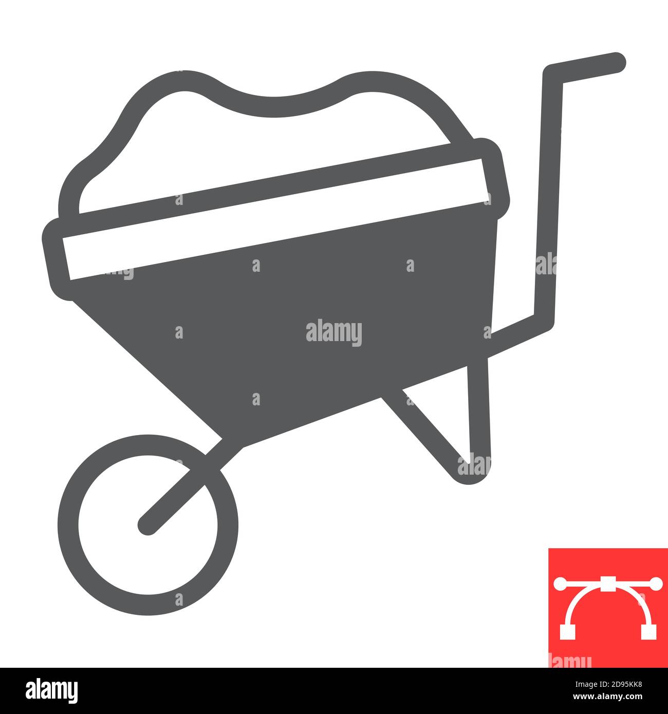 Wheelbarrow glyph icon, construction and agriculture, wheel barrow sign ...