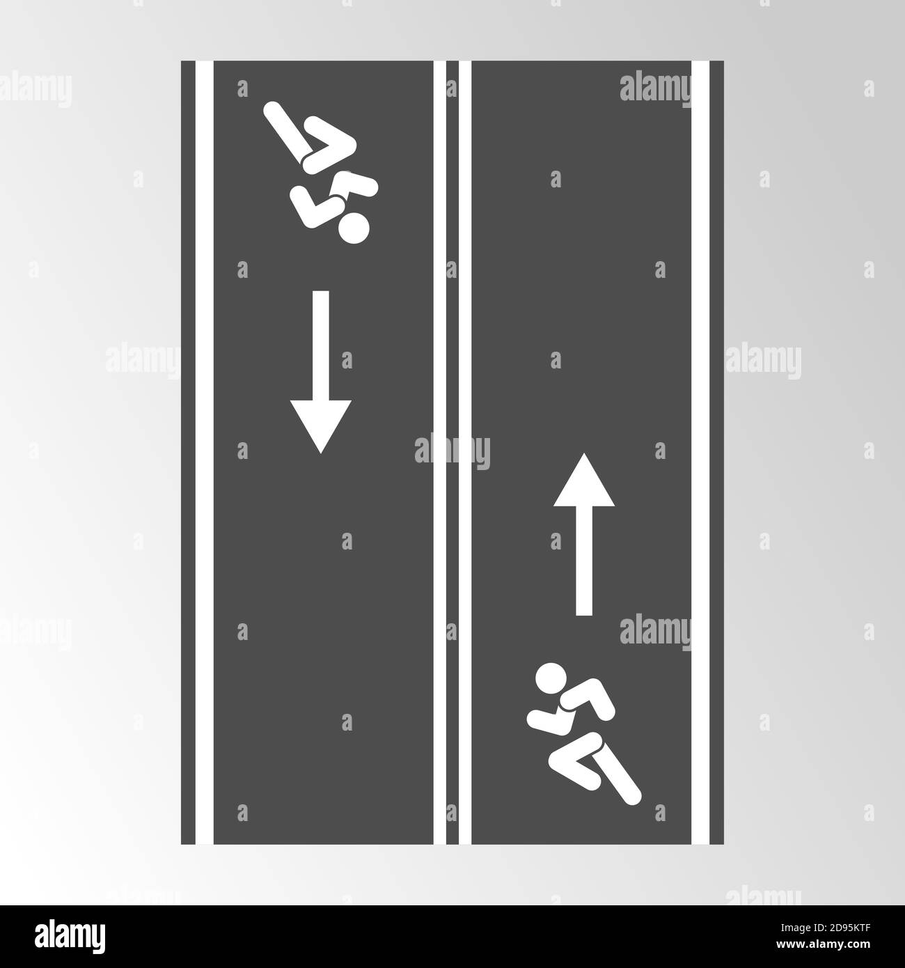 Running man sign on two-way running track, flat style Stock Vector ...